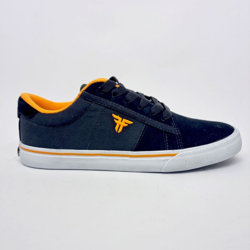 Tênis Fallen Bomber Suede Vulcanizado Preto Branco Laranja